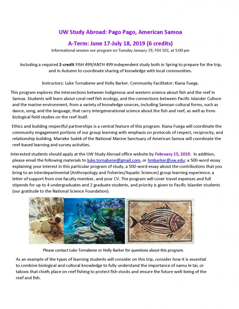 UW Study Abroad in Samoa with Luke Tornabene: Present-Day and Ancient ...